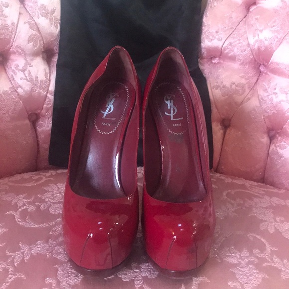 Yves Saint Laurent | Shoes | Yves Saint Laurent Red Tribute Platform ...